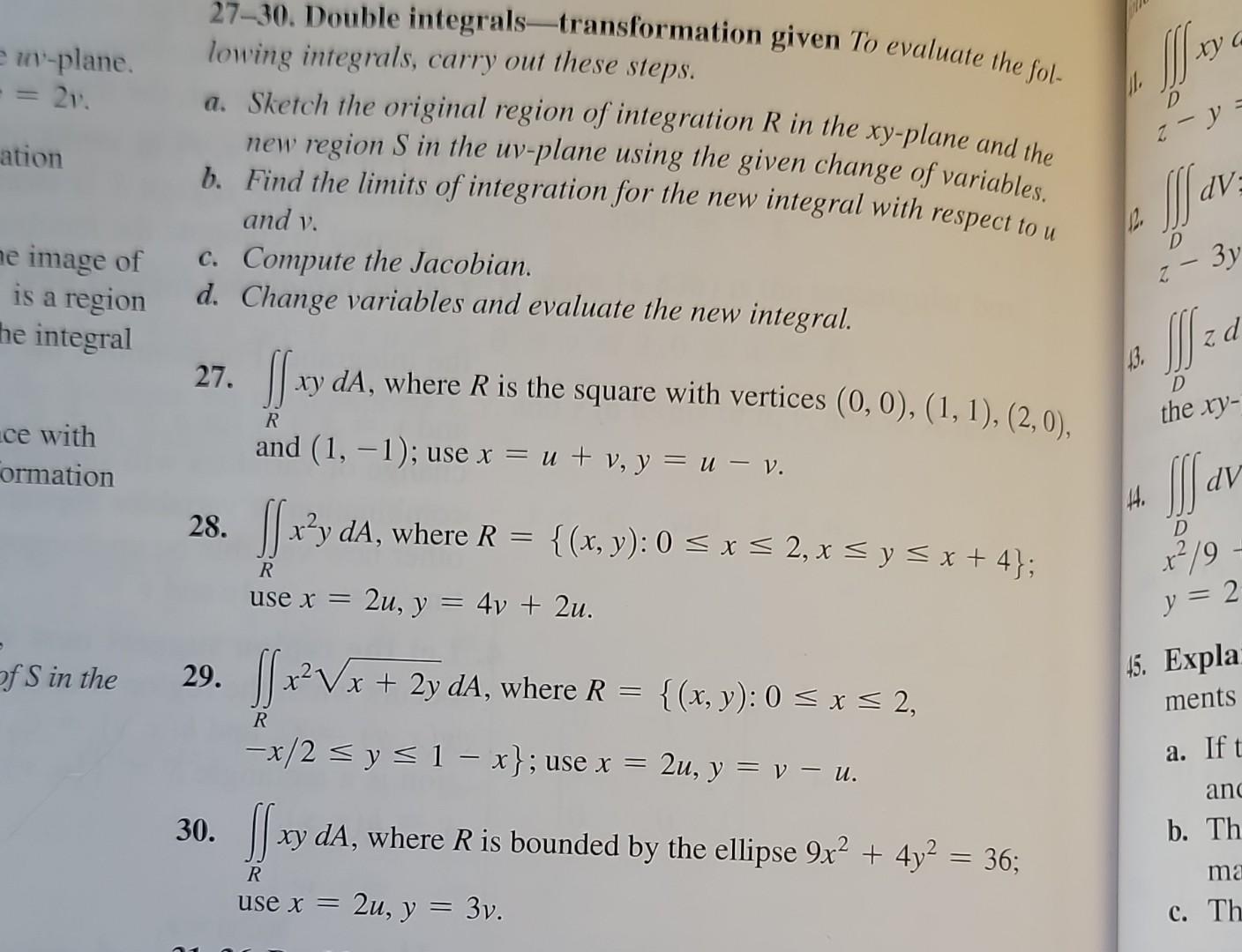Solved 27-30. Double integrals-transformation given To | Chegg.com