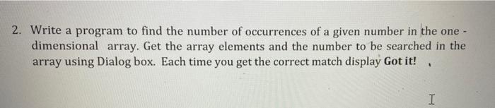 Solved 2. Write a program to find the number of occurrences | Chegg.com