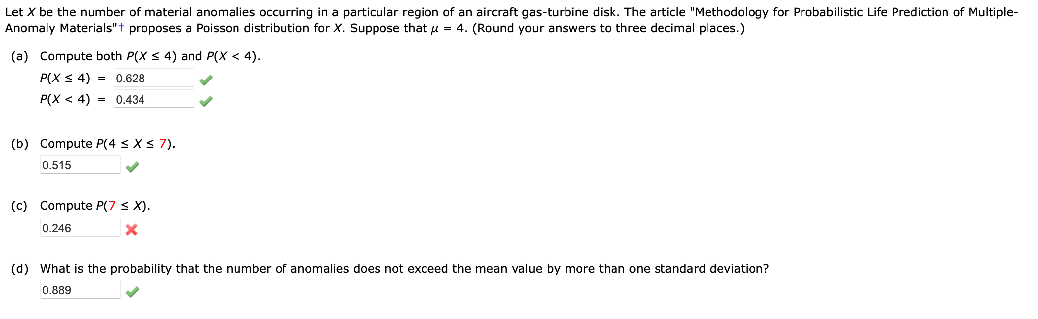 Solved Let x ﻿be the number of material anomalies occurring | Chegg.com