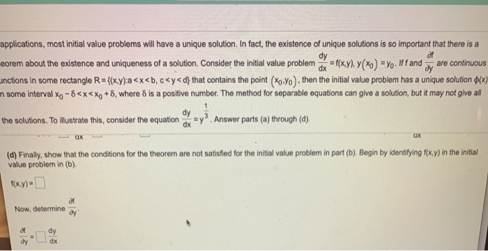 Solved In applications, most initial value problems will | Chegg.com