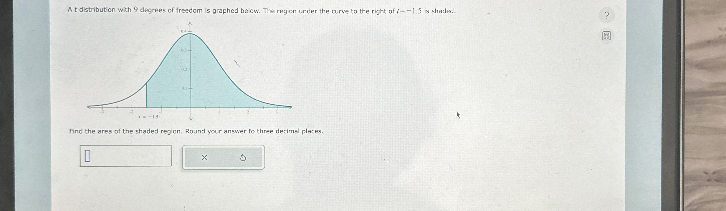 Solved A t ﻿distribution with 9 ﻿degrees of freedom is | Chegg.com