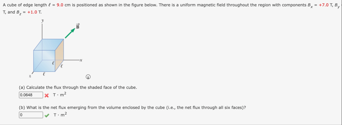 Solved A cube of edge length l=9.0cm ﻿is positioned as shown | Chegg.com