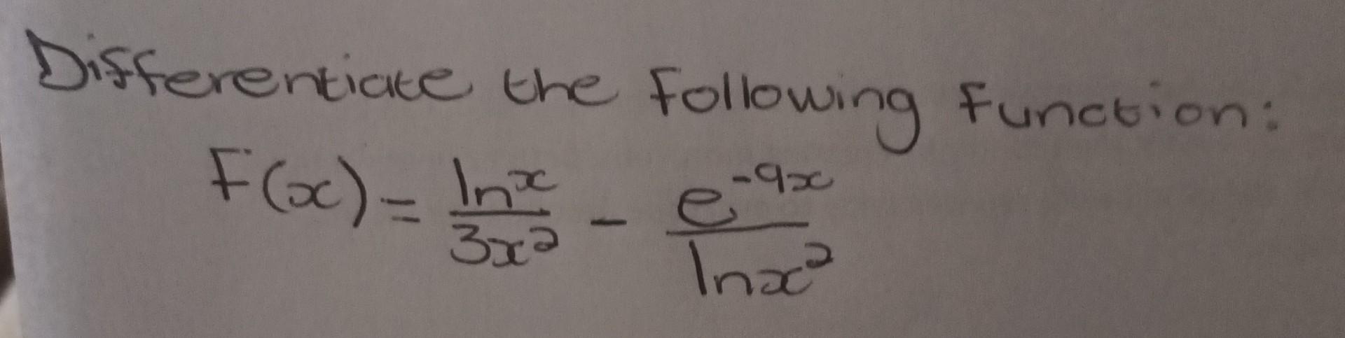 Solved Differentiate the following function: | Chegg.com