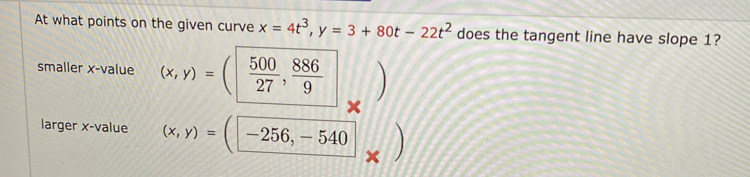 Solved At what points on the given curve x=4t3,y=3+80t-22t2 | Chegg.com