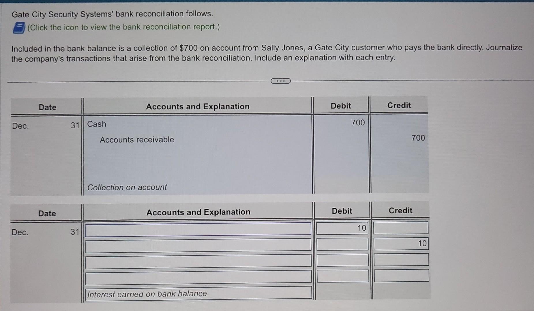 Solved Gate City Security Systems' bank reconciliation | Chegg.com