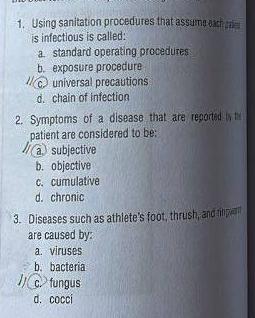 Solved Using sanitation procedures that assuma dirt in= ﻿is | Chegg.com