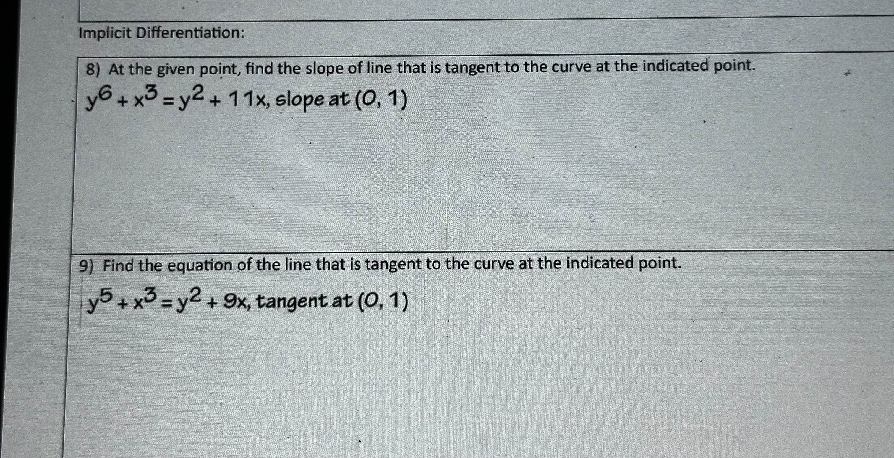 Solved Implicit Differentiation:At the given point, find the | Chegg.com