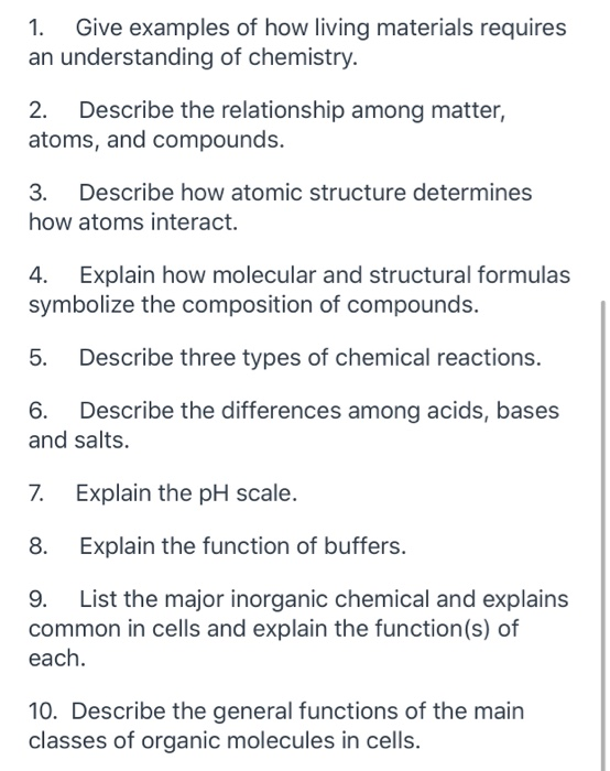 Solved 1. Give examples of how living materials requires an | Chegg.com