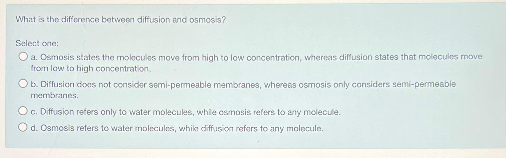 Solved What is the difference between diffusion and | Chegg.com