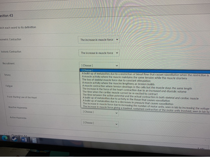 Solved estion 43 atch each word to its definition sometric | Chegg.com