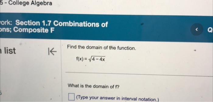 Solved Find the domain of the function. f(x)=4−4x What is | Chegg.com