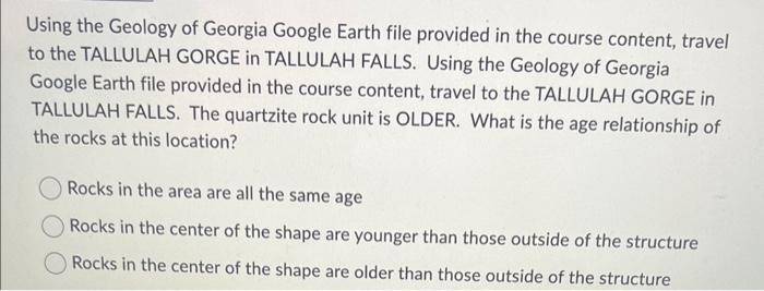 Solved Using the Geology of Georgia Google Earth file | Chegg.com