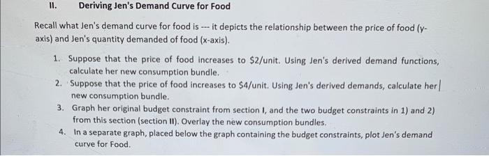 Solved II. Deriving Jen's Demand Curve for Food Recall what | Chegg.com
