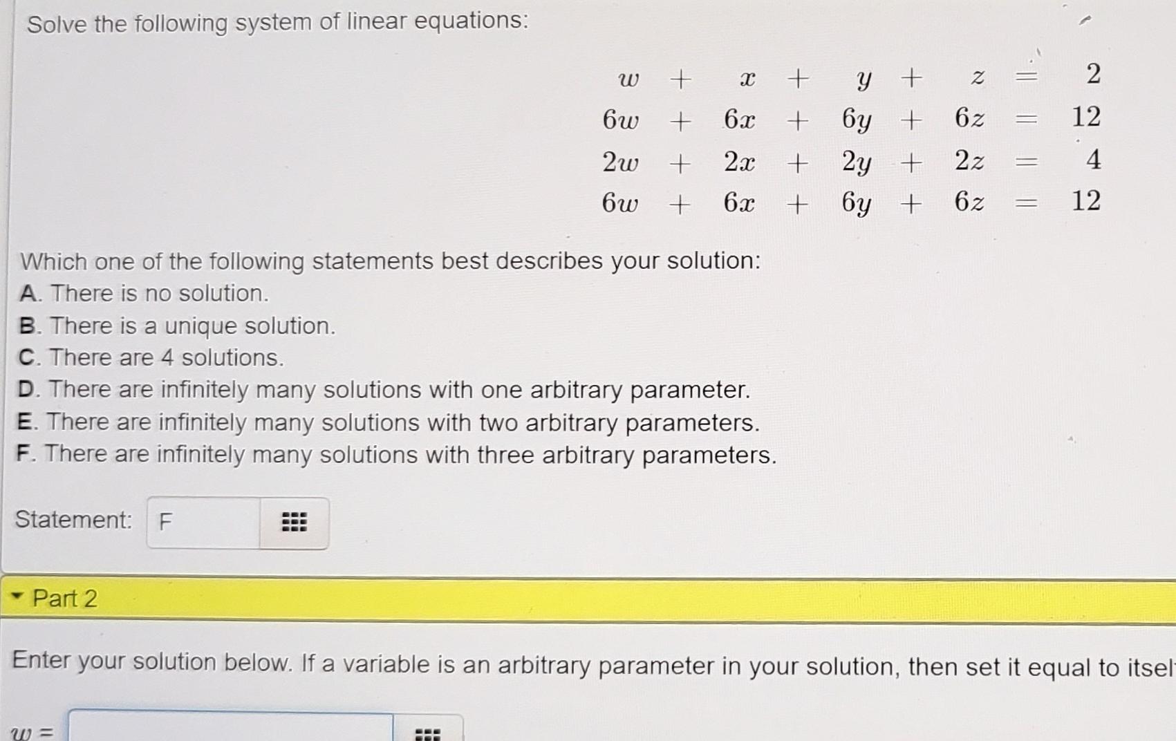 Solved solve the system of linear equations with infinitely | Chegg.com