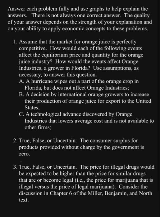 Solved Answer each problem fully and use graphs to help | Chegg.com