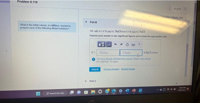 Solved What is the initiat volume, in millilters, needed to | Chegg.com