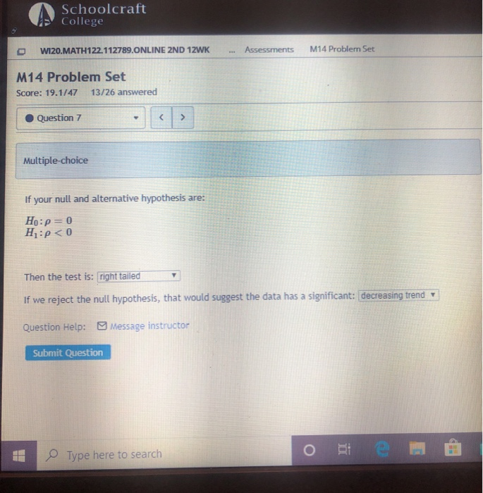 Solved Schoolcraft College WI20.MATH122.112789.ONLINE 2ND | Chegg.com
