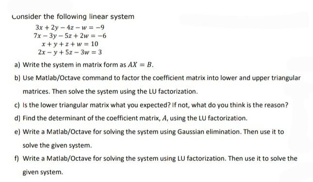 Solved Lonsider the following linear system | Chegg.com