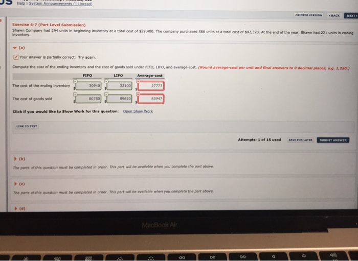 Solved Help System Announcements (Unread) PRINTER VERSION | Chegg.com