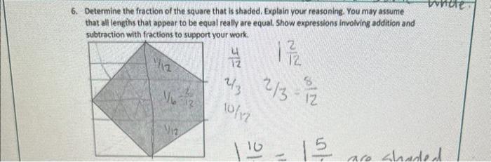 Solved 6. Determine the fraction of the square that is | Chegg.com