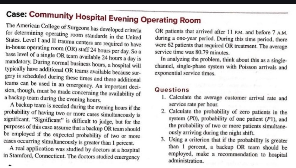 Case: Community Hospital Evening Operating RoomThe | Chegg.com