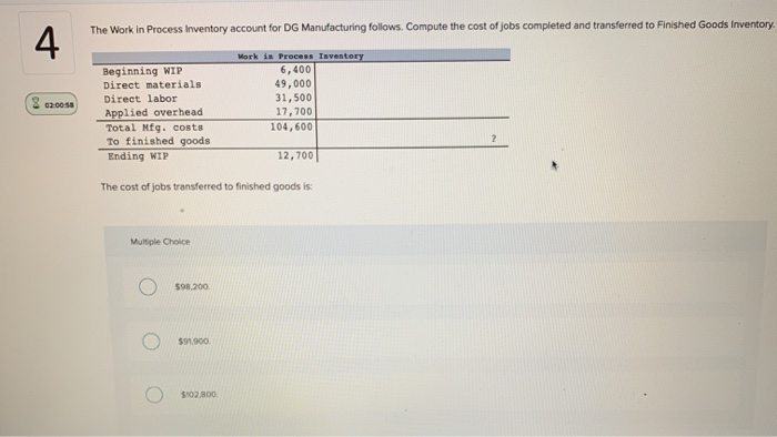 Solved The Work in Process Inventory account for DG | Chegg.com