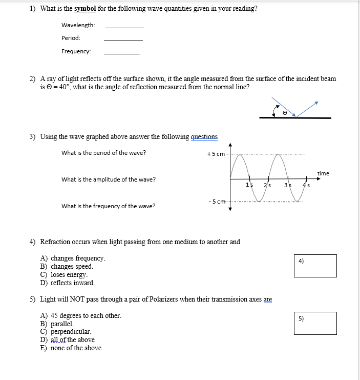 Solved What is the symbol for the following wave quantities | Chegg.com