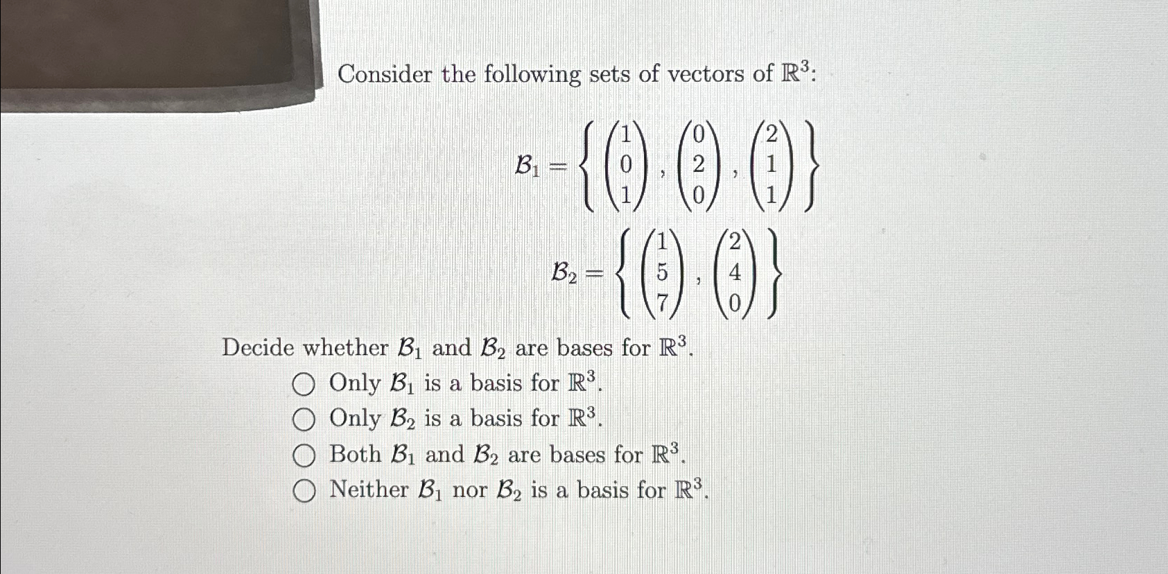 Solved Consider the following sets of vectors of R3 | Chegg.com