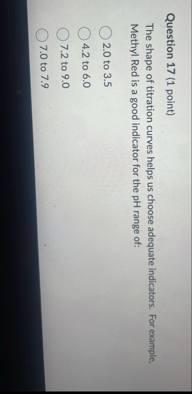 Solved Question 17 (1 ﻿point)The shape of titration curves | Chegg.com