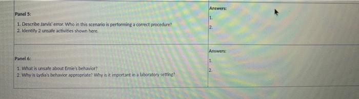 Solved Answers: Panel 1: 1. List 2 unsafe activities | Chegg.com