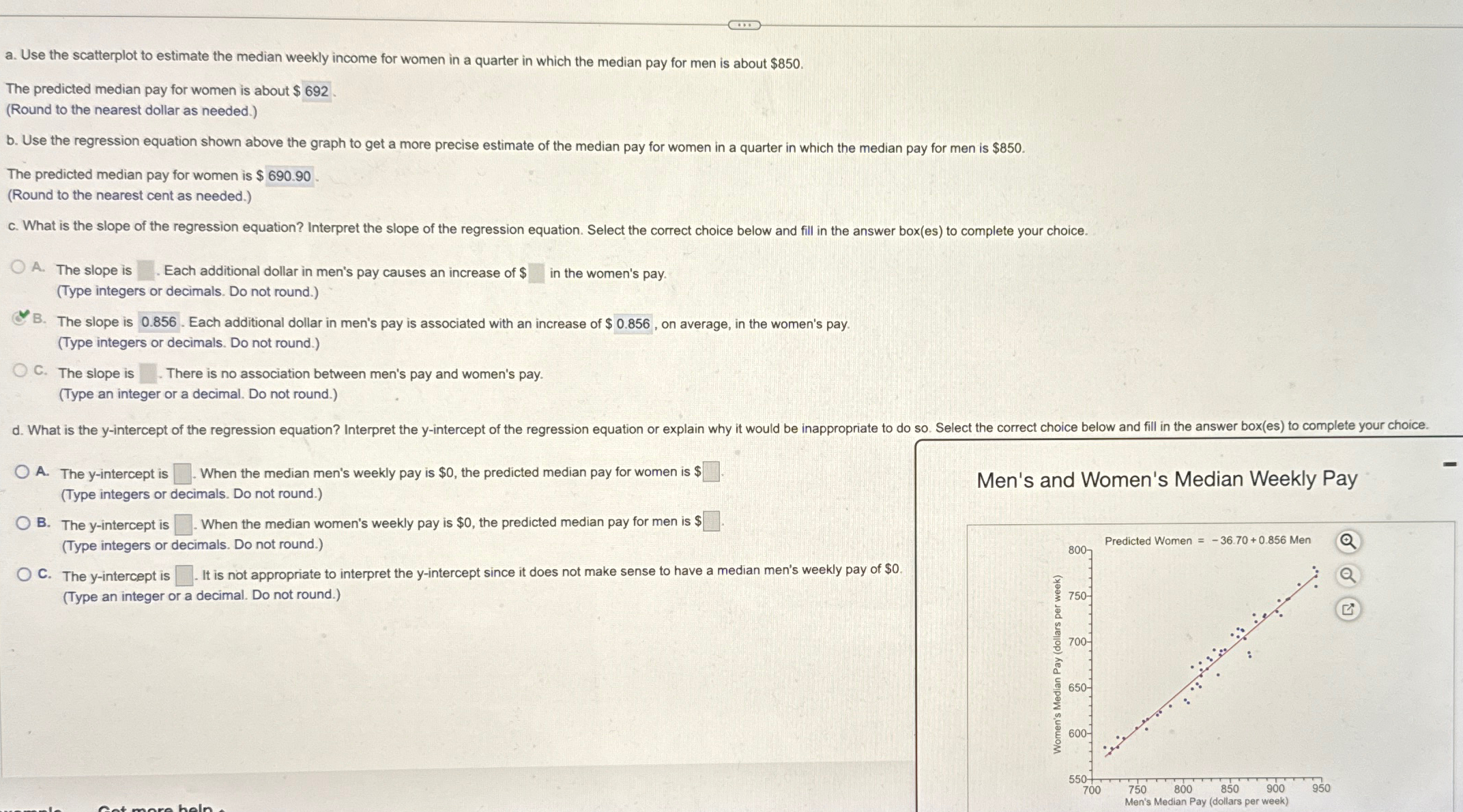 Solved a. ﻿Use the scatterplot to estimate the median weekly | Chegg.com