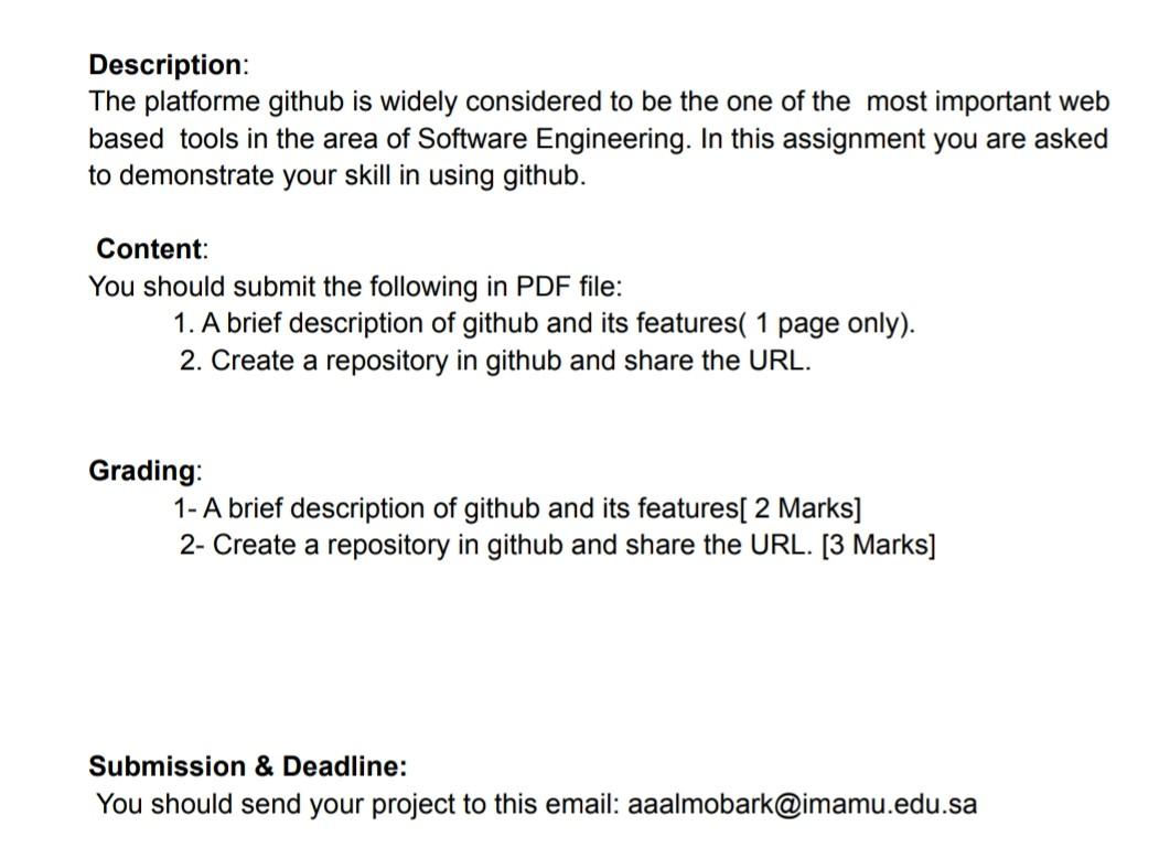 Description: The platforme github is widely | Chegg.com