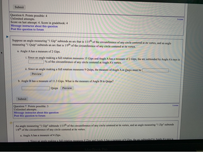 Solved Submit Le Question 6. Points possible: 4 Unlimited | Chegg.com
