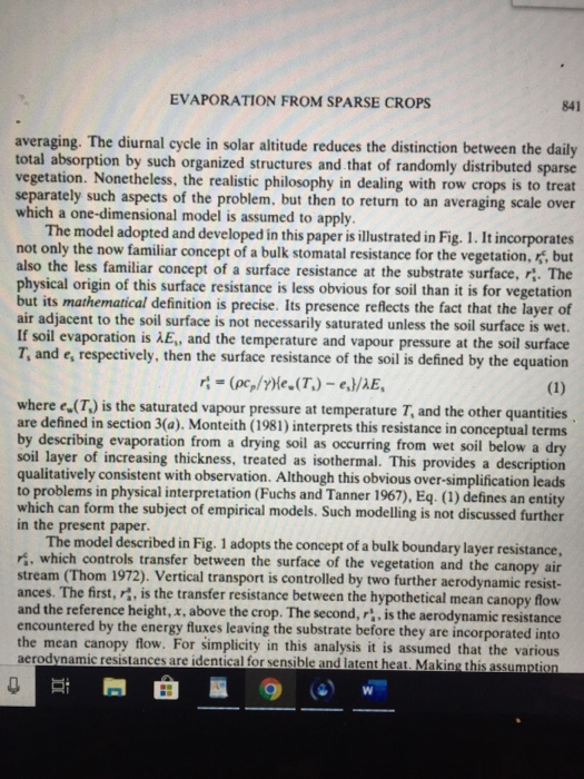 Solved The formula for evapotranspiration is presented in | Chegg.com