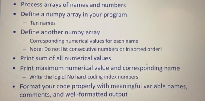 Solved - Process arrays of names and numbers - Define a | Chegg.com