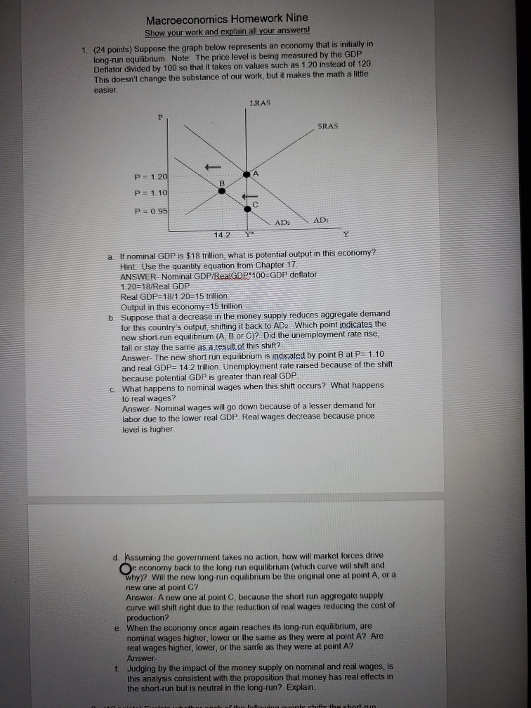 Solved Macroeconomics Homework Nine Show your work and | Chegg.com