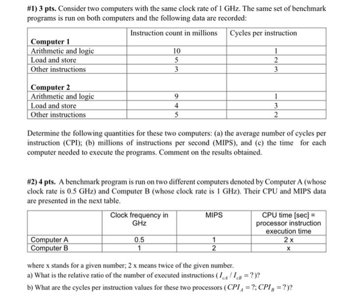 Solved #1) 3 pts. Consider two computers with the same clock | Chegg.com