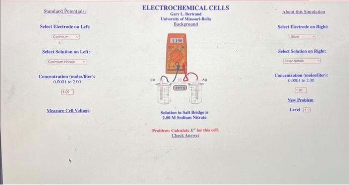 Solved Standard Potentials: Select Electrode on | Chegg.com