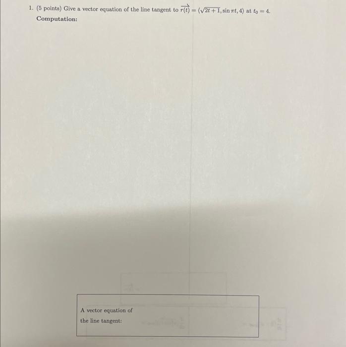 Solved 1. (5 points) Give a vector equation of the line | Chegg.com