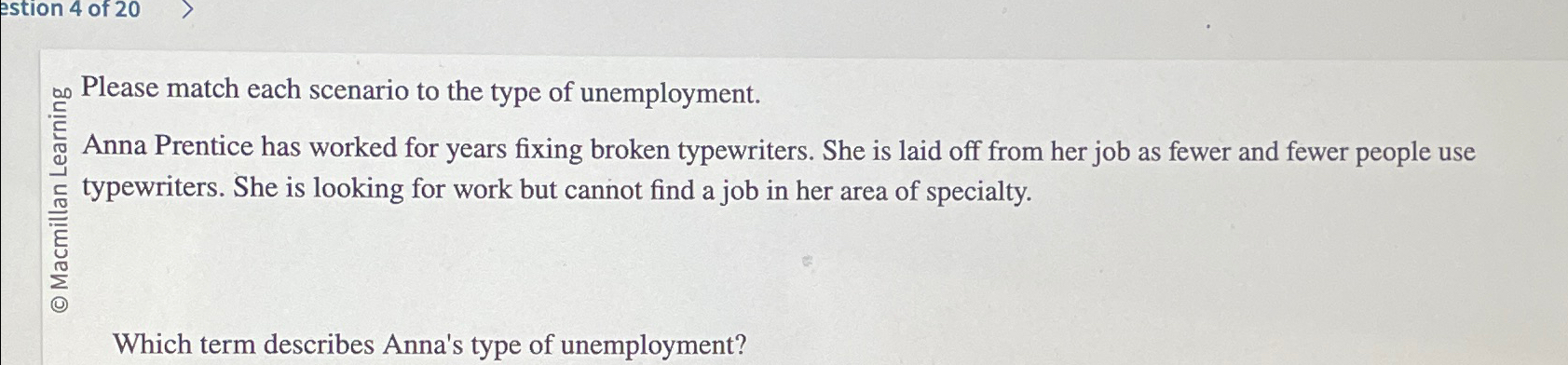 Solved هo Please match each scenario to the type of | Chegg.com