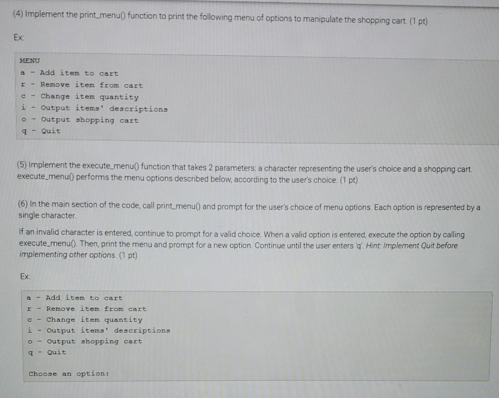 Solved 7.26 LAB*: Program: Online shopping cart (Part 2) | Chegg.com