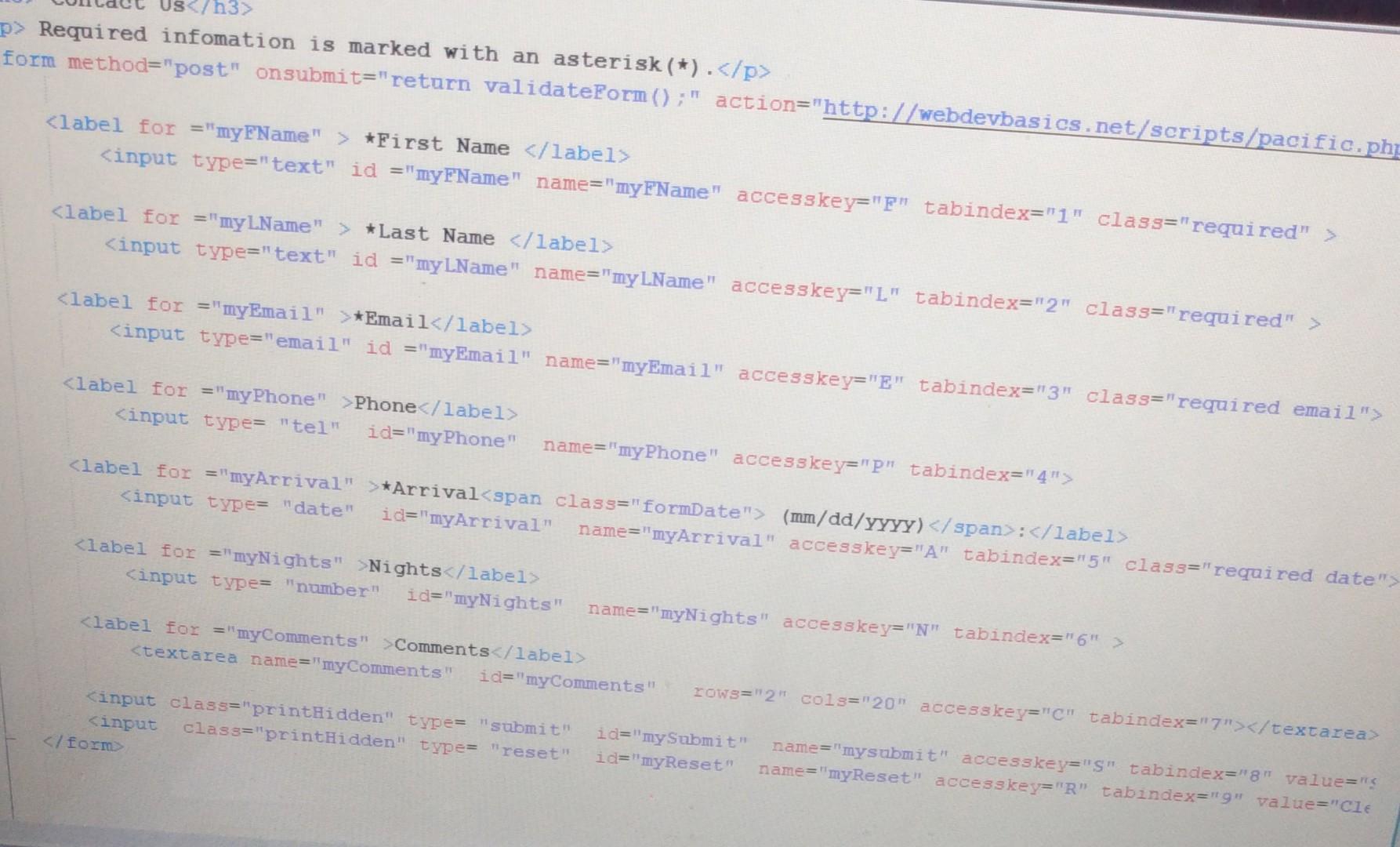 Solved have a form with myNights input wich i should | Chegg.com
