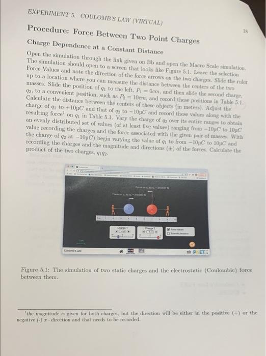 Solved Experiment 5 Coulomb's Law (Virtual) Introduction The | Chegg.com