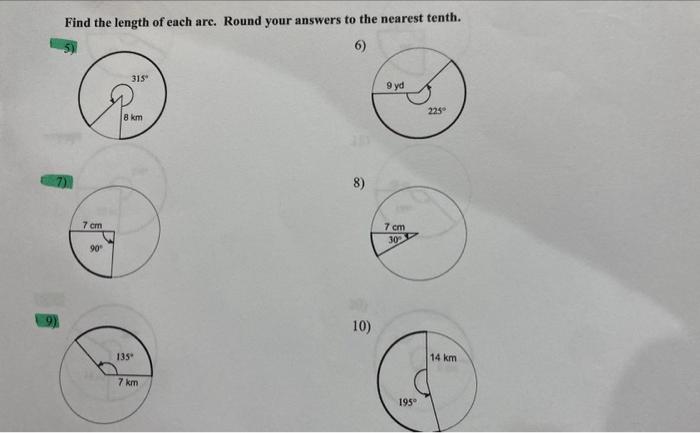 Solved find the length of each arc. round your answers to | Chegg.com