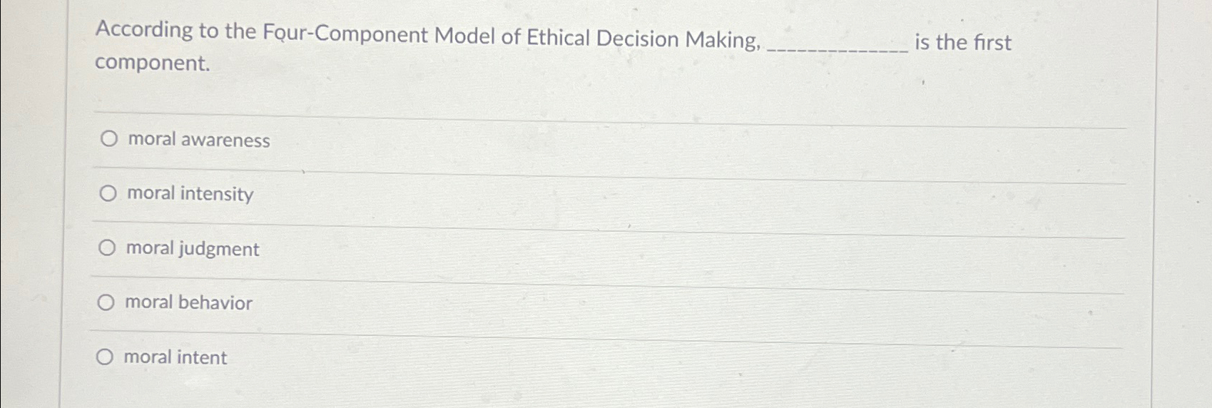 Solved According to the Four-Component Model of Ethical | Chegg.com