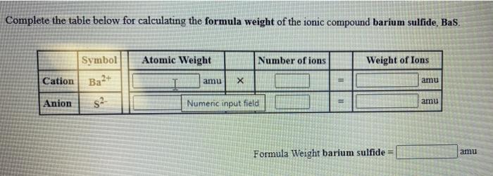 Solved Complete the table below for calculating the formula | Chegg.com