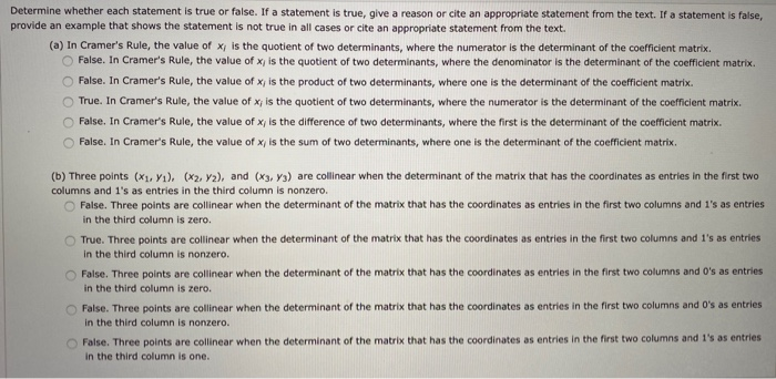 Solved Determine whether each statement is true or false. If | Chegg.com
