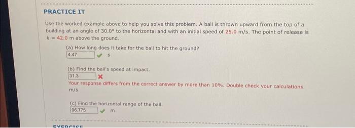 Solved EXERCISE Suppose the ball is thrown from the same | Chegg.com