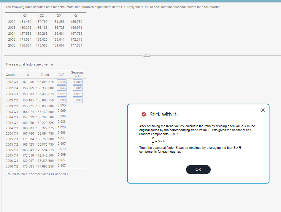 Solved Stick with it.After obtaining the trend values, | Chegg.com