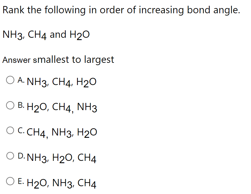 Solved Rank the following in order of increasing bond | Chegg.com